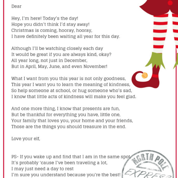 Arrival Ideas For Elf On The Shelf Welcome Letter