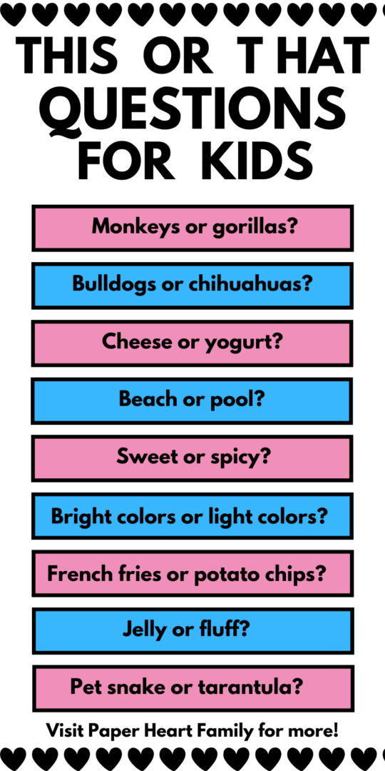260 Amazing This Or That Questions For Kids