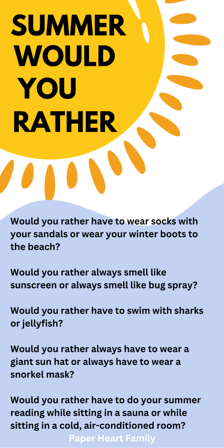 115 Summer Would You Rather Questions For Kids