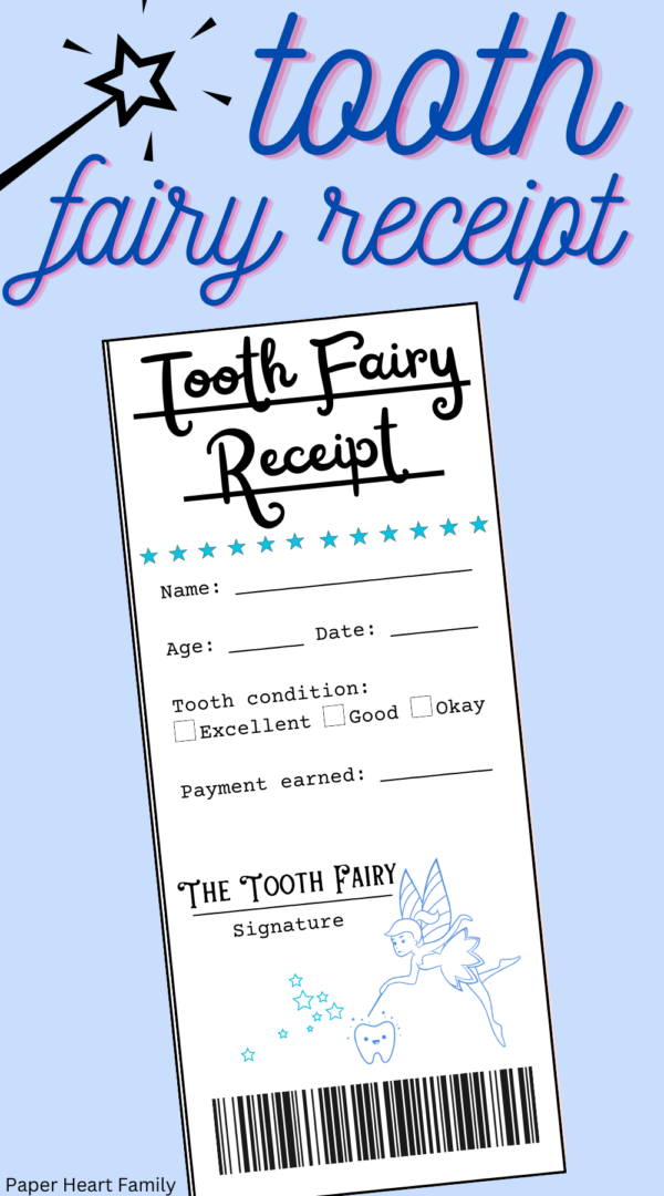 Free Printable Tooth Fairy Receipt (For Boy Or Girl!)