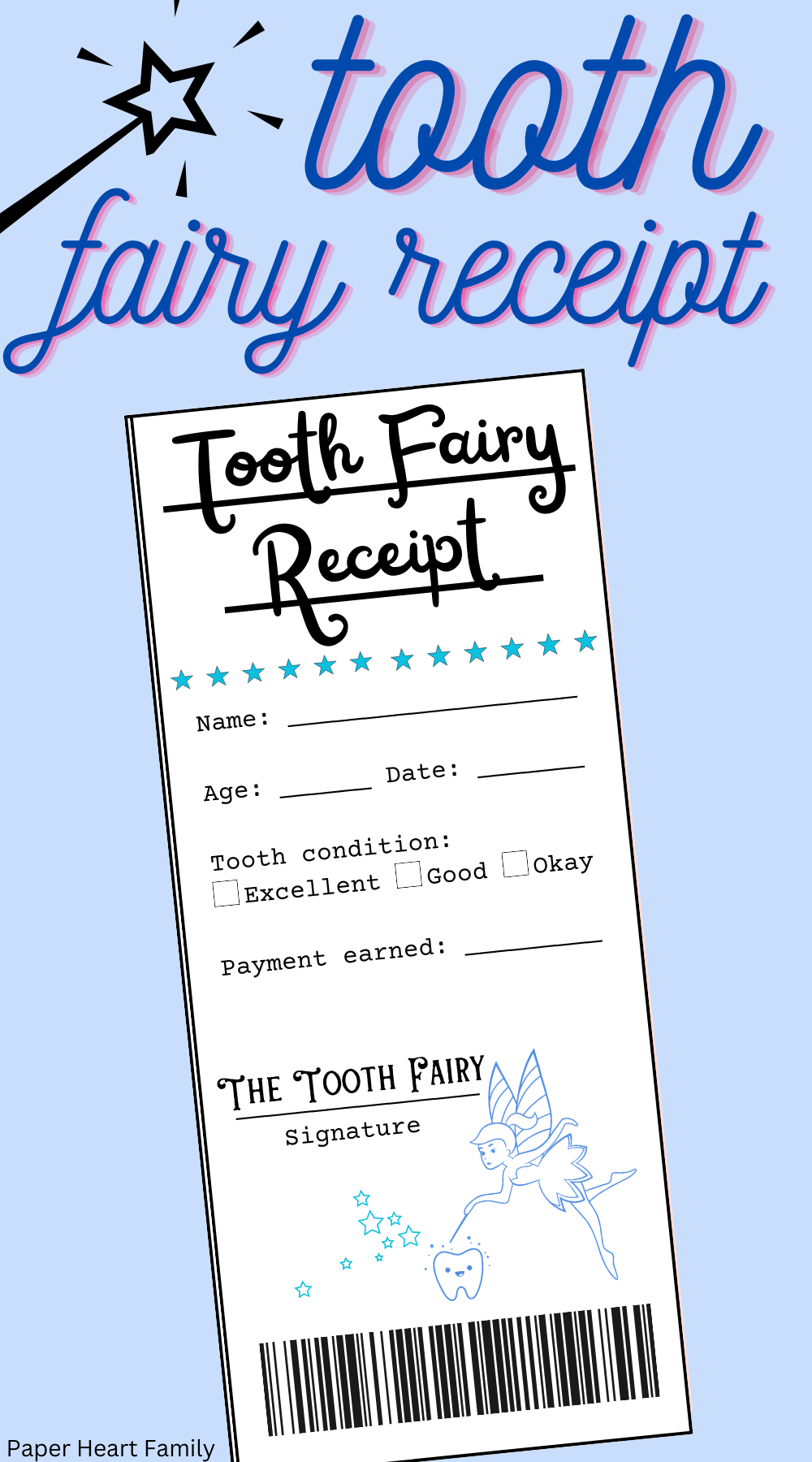Free Printable Tooth Fairy Receipt (For Boy Or Girl!)