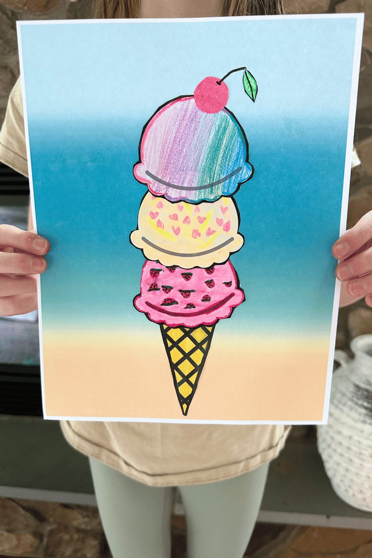 Free Printable Ice Cream Craft (Black and White and Pre-Colored!)