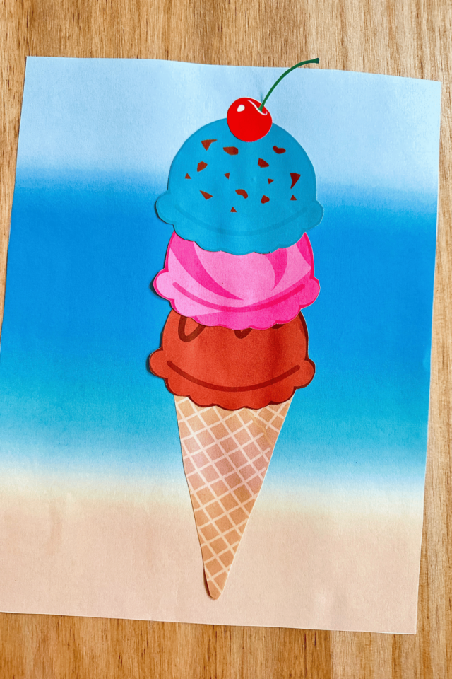 Free Printable Ice Cream Craft (Black and White and Pre-Colored!)