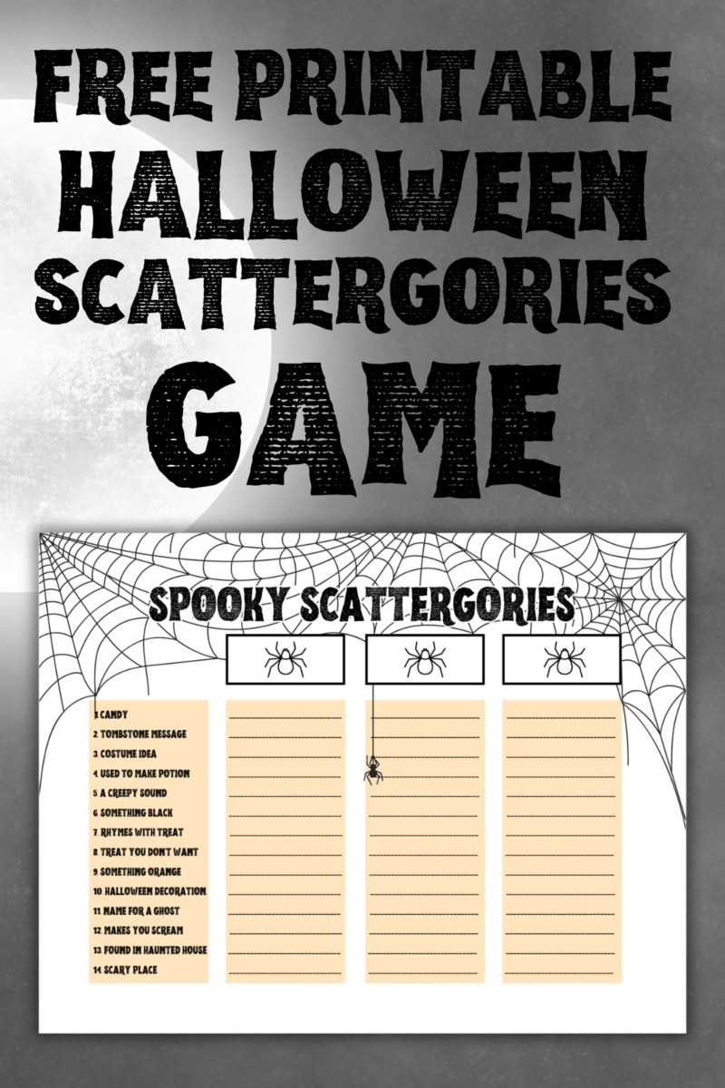 Halloween Scattergories Game Printable For Spooky Fun