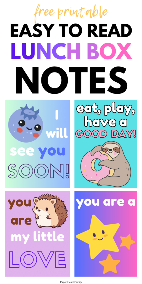 CUTEST Printable Lunch Box Notes For Kindergarteners