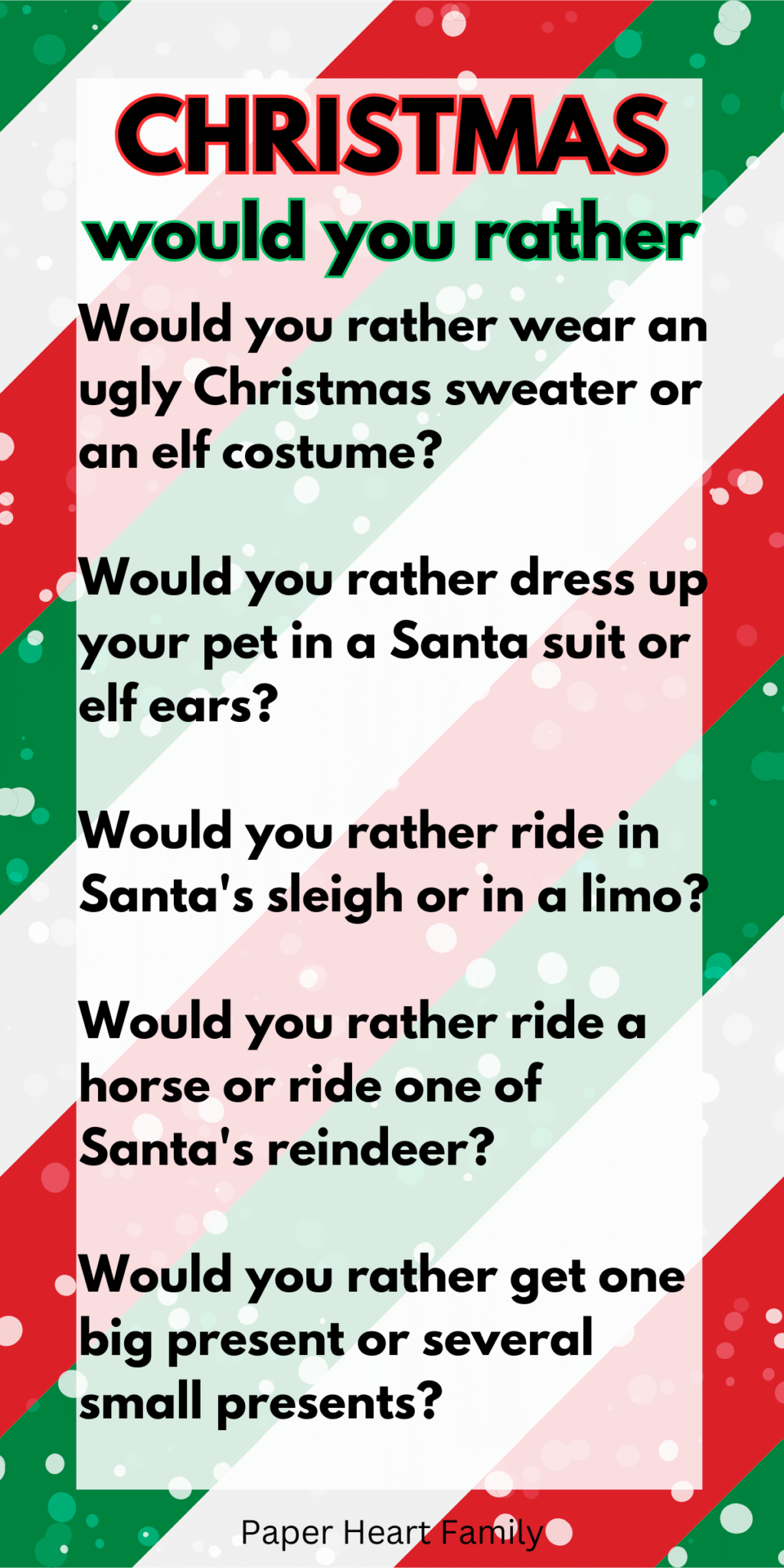 80 Christmas Would You Rather Questions For Kids