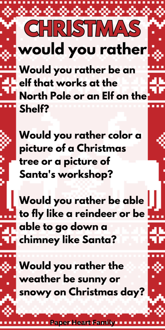 80 Christmas Would You Rather Questions For Kids