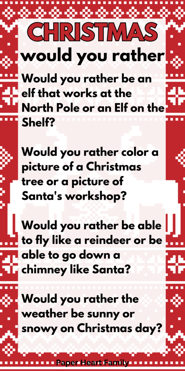 80 Christmas Would You Rather Questions For Kids
