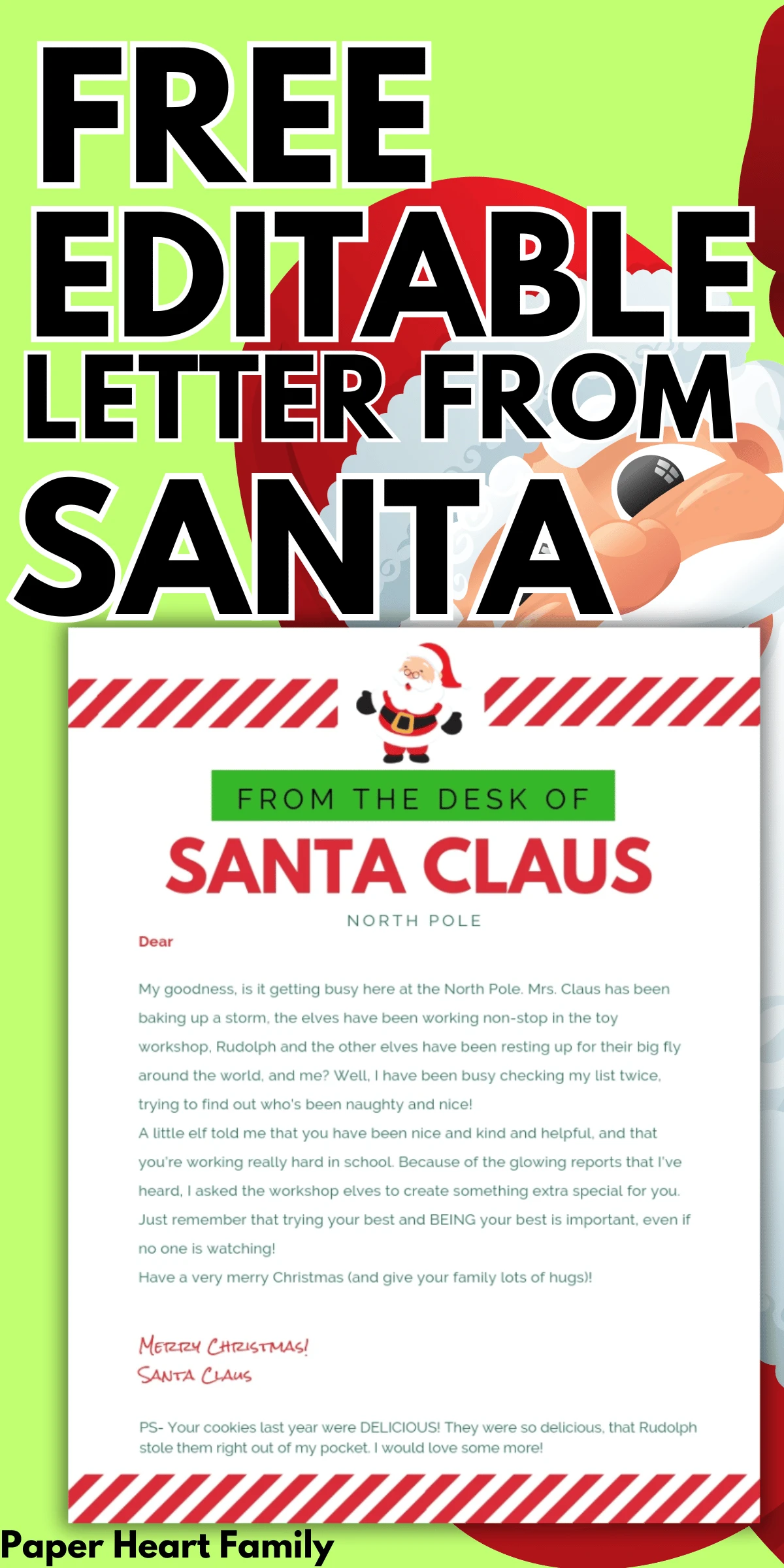 Free Printable Editable Letter From Santa For Kids