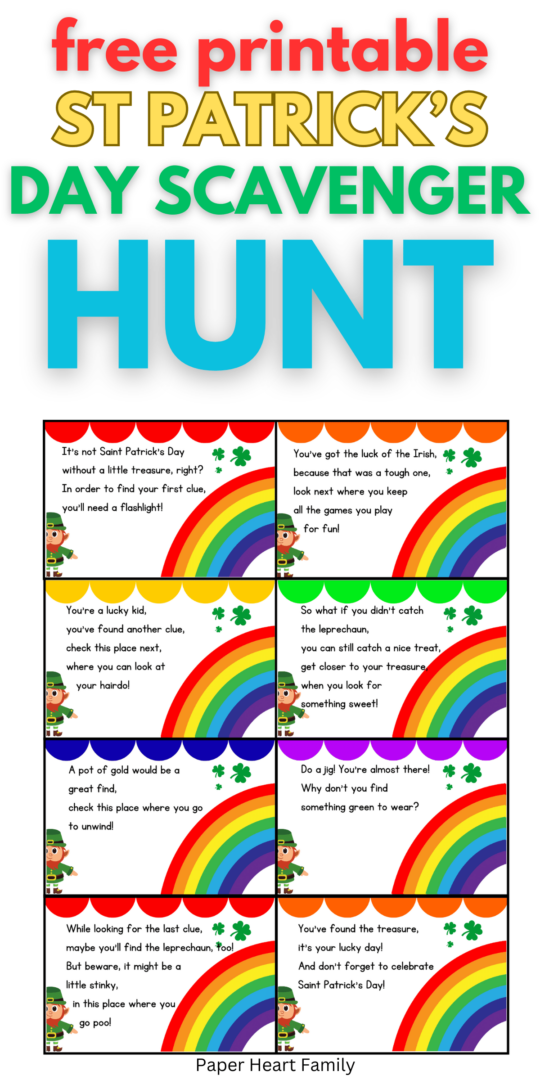 Fun Printable Saint Patrick's Day Scavenger Hunt For Kids