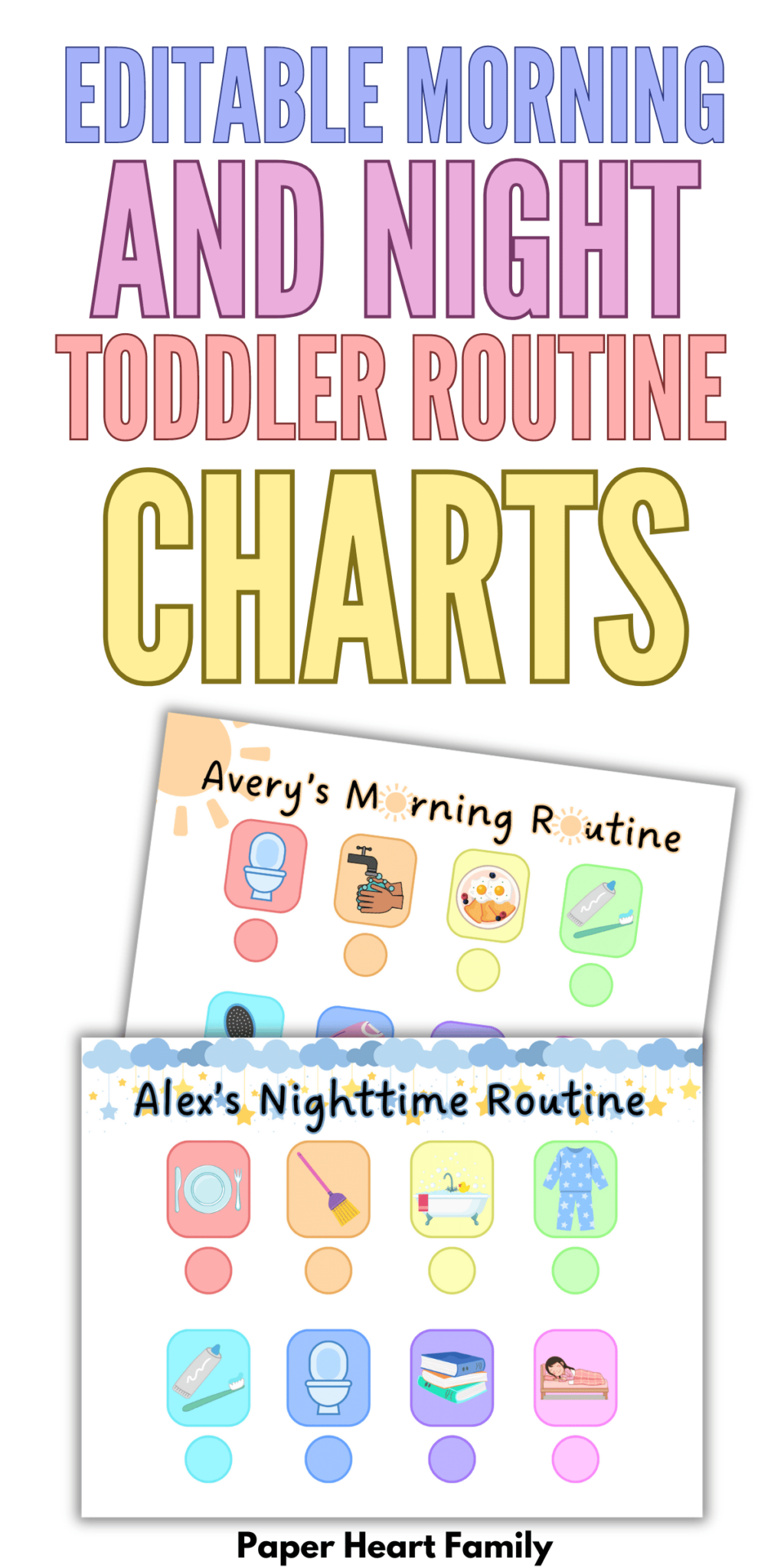 Free Editable Toddler Routine Charts For Morning And Night