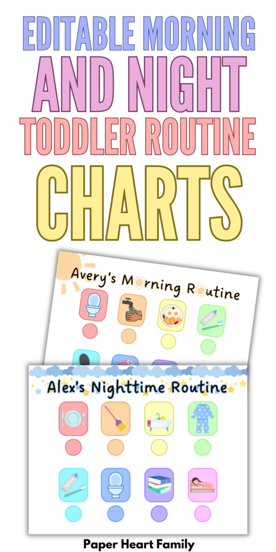 Free Editable Toddler Routine Charts For Morning And Night