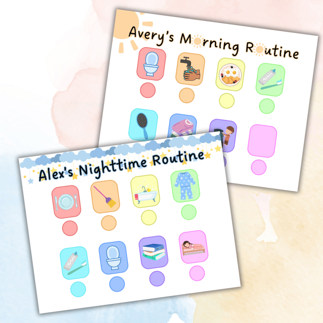 Free Editable Toddler Routine Charts For Morning And Night