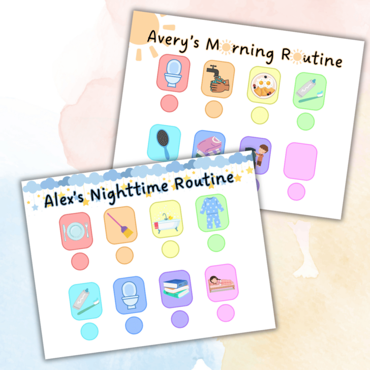 Free Editable Toddler Routine Charts For Morning And Night