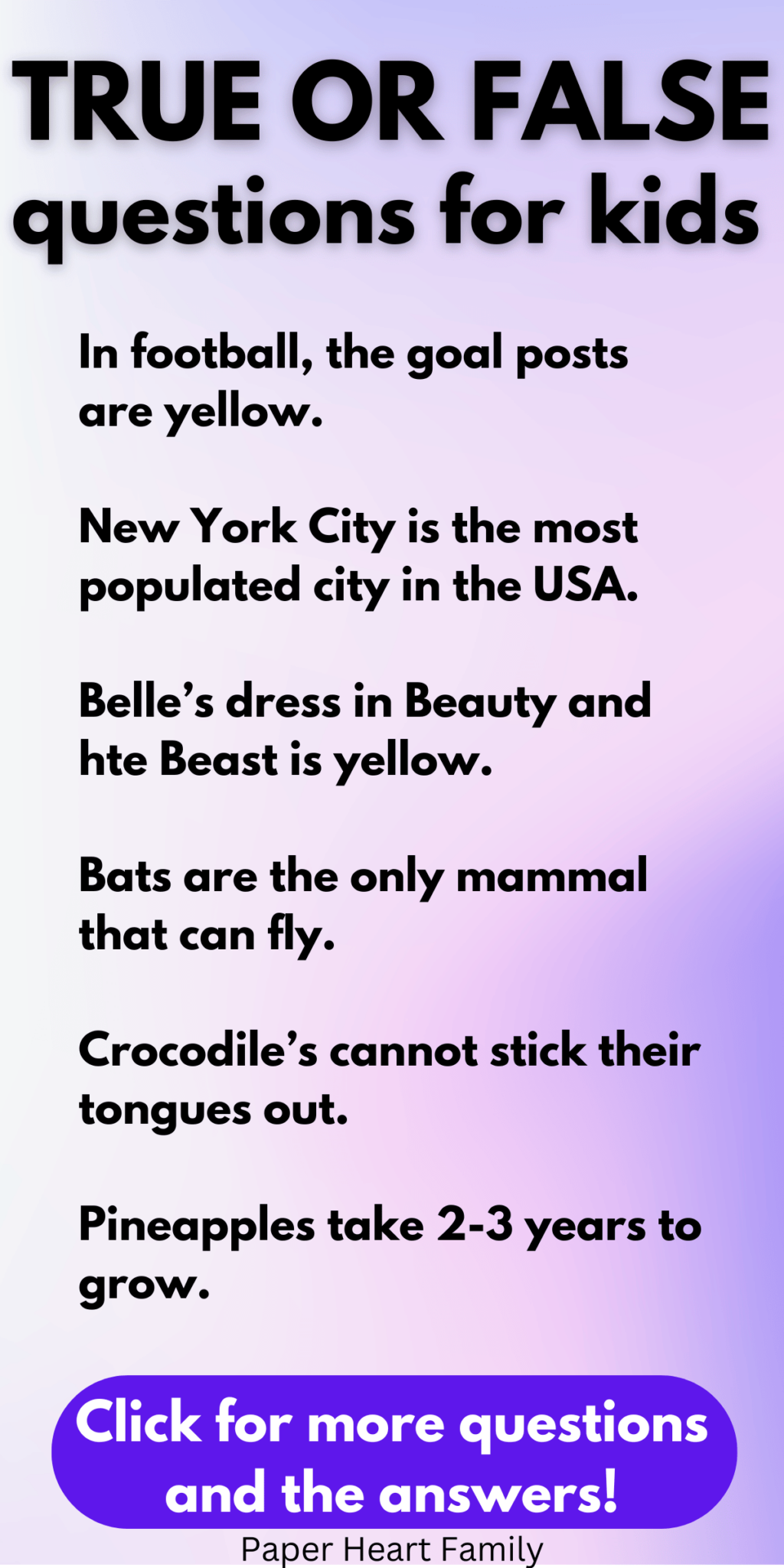 150 True Or False Questions For Kids (With Answers)