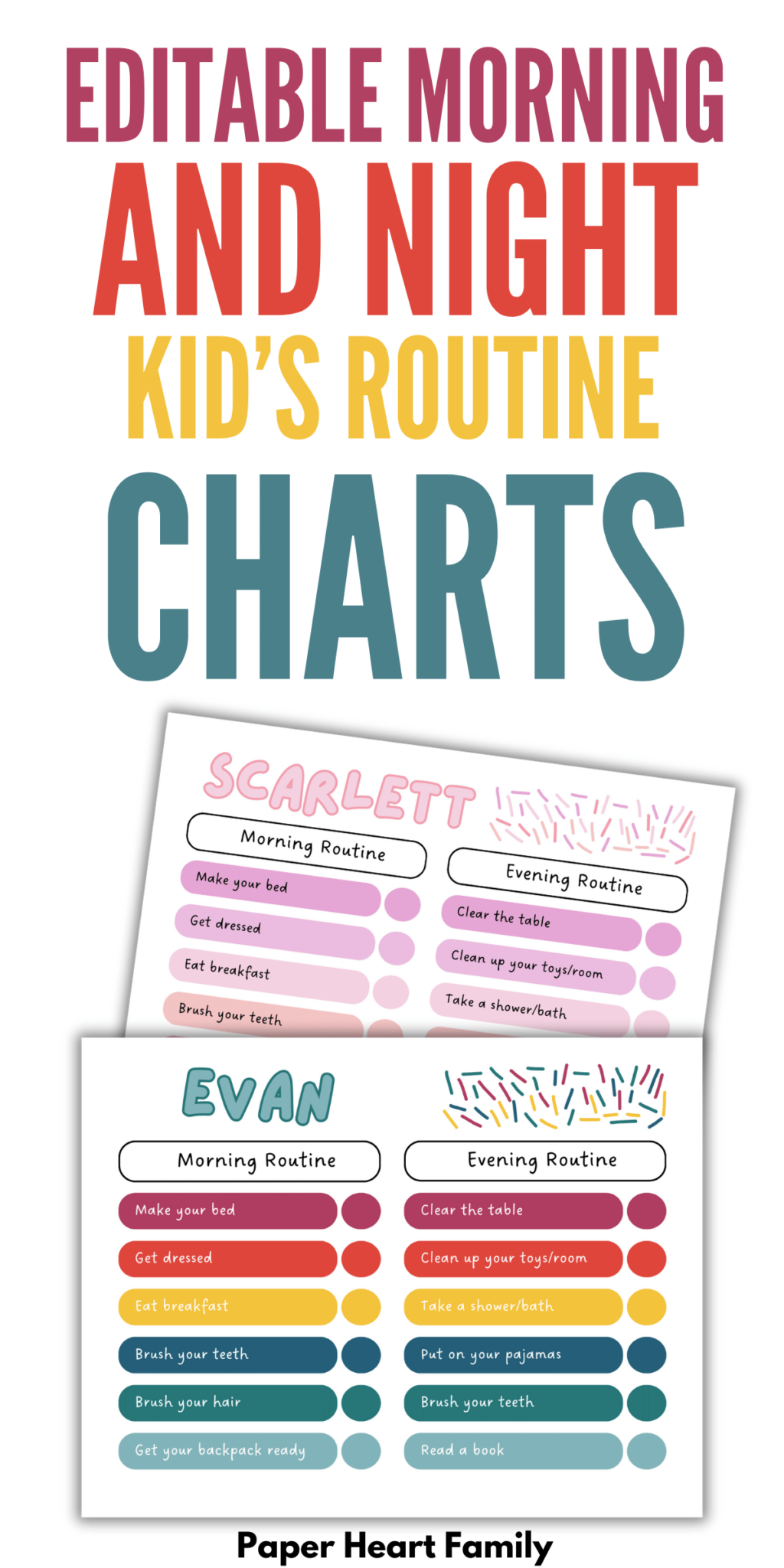 Editable Routine Charts To Keep Kids On Track