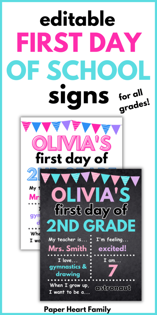 First Day Of School Sign Printables For All Grades