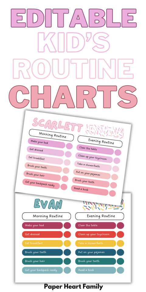 Editable Routine Charts To Keep Kids On Track