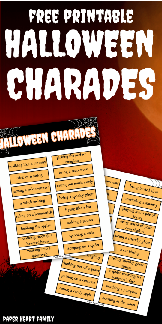 Free Printable Halloween Charades Game For All Ages