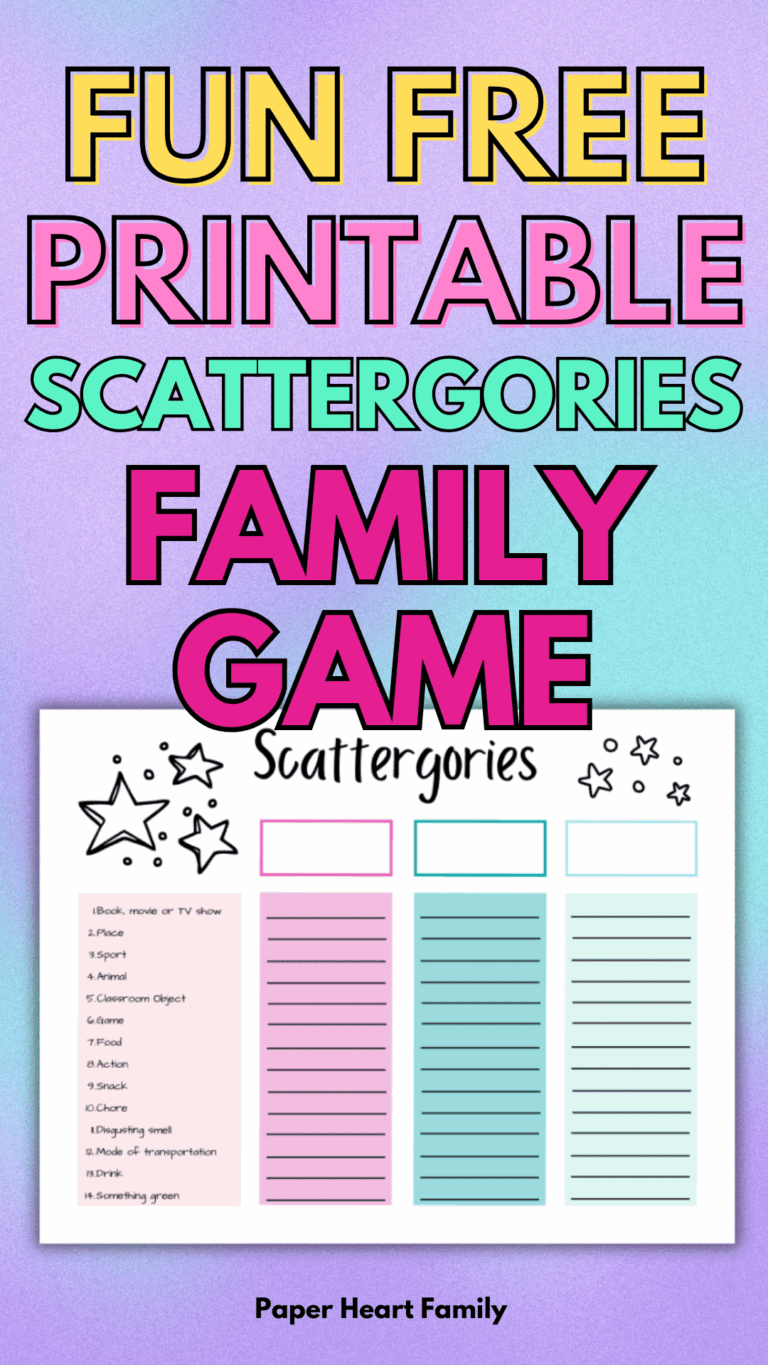 Printable Scattergories Games For Free Family Game Night Fun