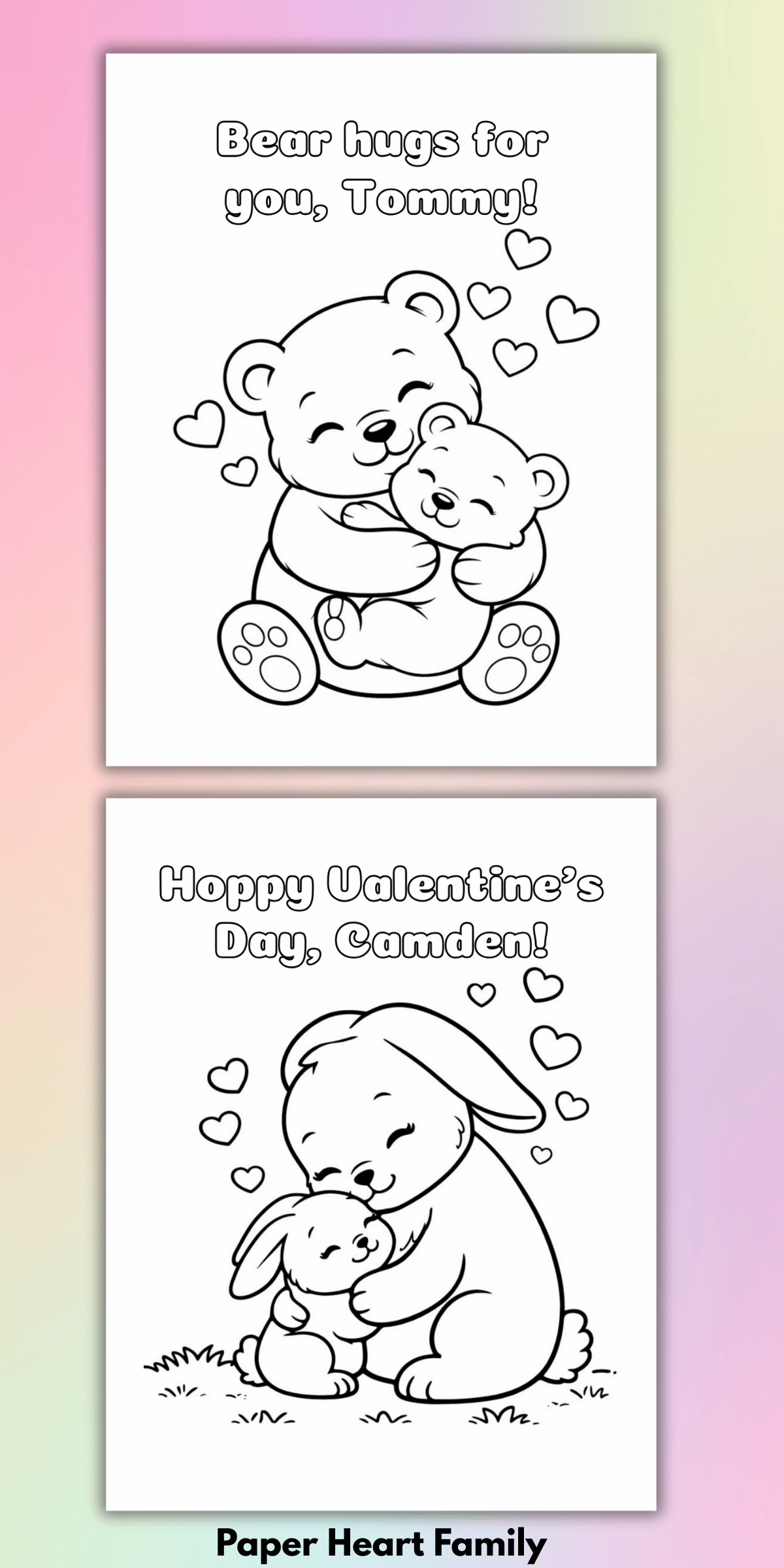 Super Sweet Valentine Coloring Pages (Editable Option!)