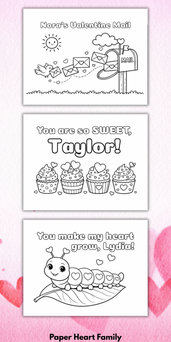 Super Sweet Valentine Coloring Pages (Editable Option!)