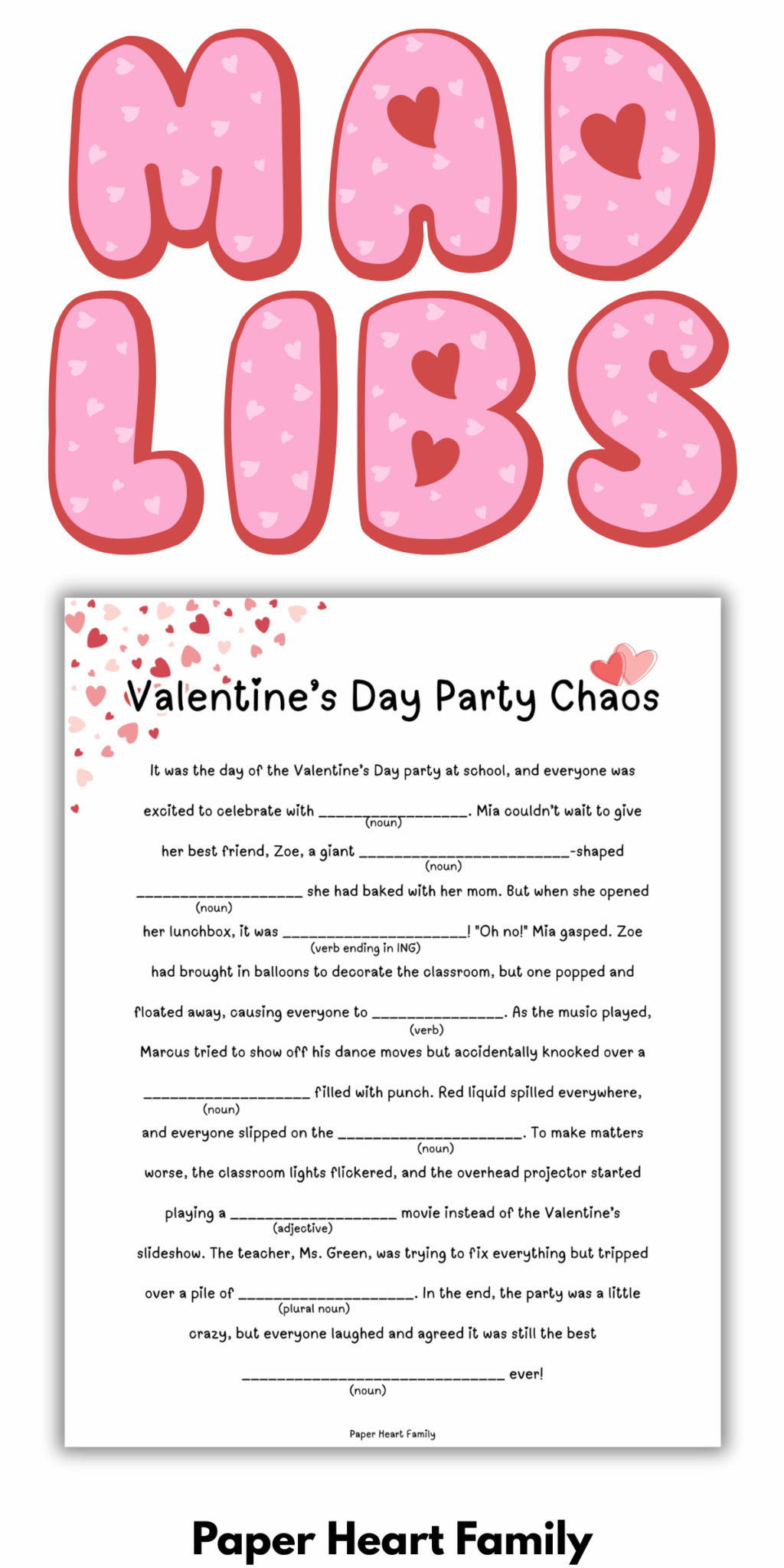 Funny, Free Valentine Mad Libs